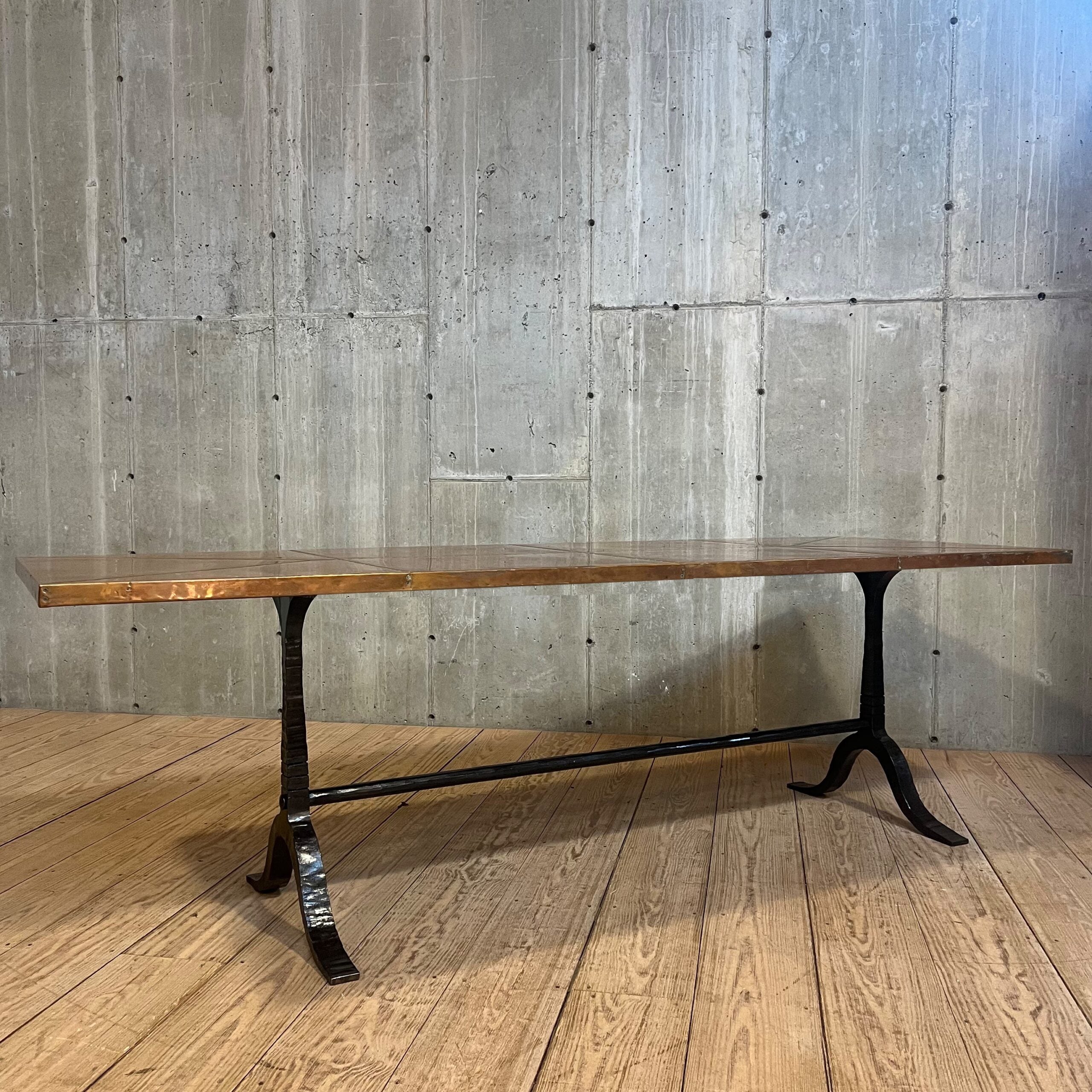 In Stock Wishbone Table with Blackened Base and Vintage Copper Top, 96 – RT Facts