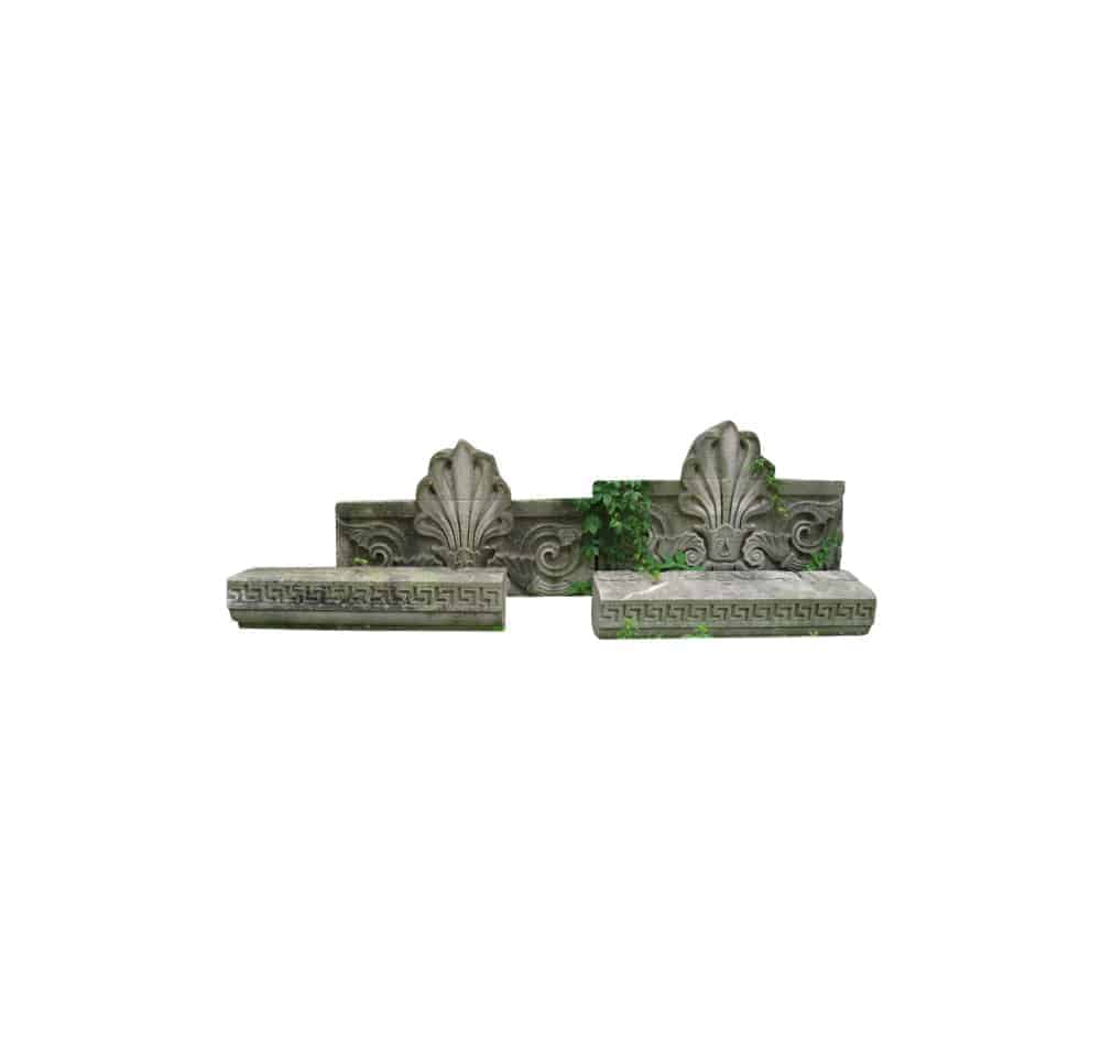 Monumental Limestone Architectural Antefix and Base, each – RT Facts
