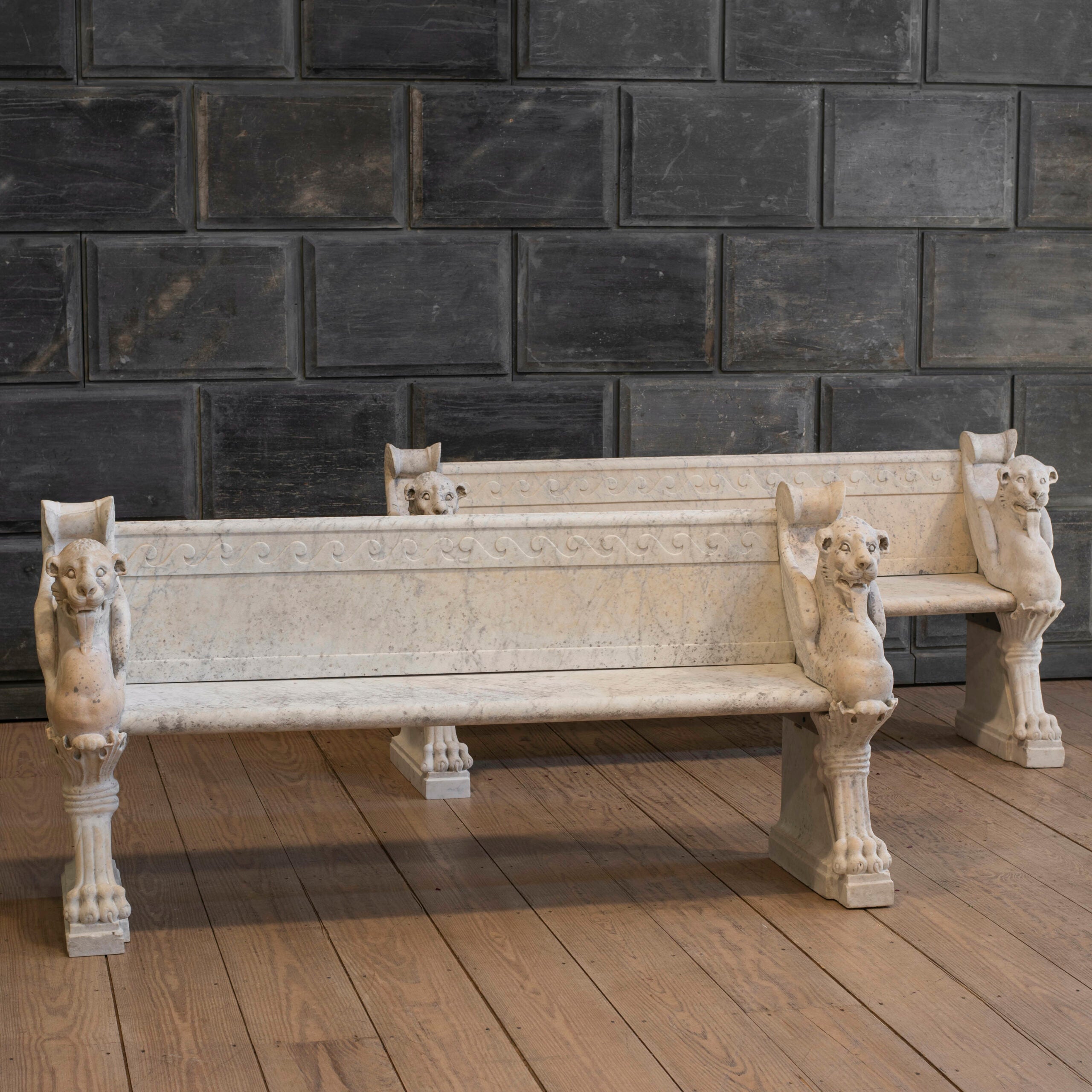Pair of 19th C Italian Neoclassical Carved Marble Benches (SOLD) – RT Facts