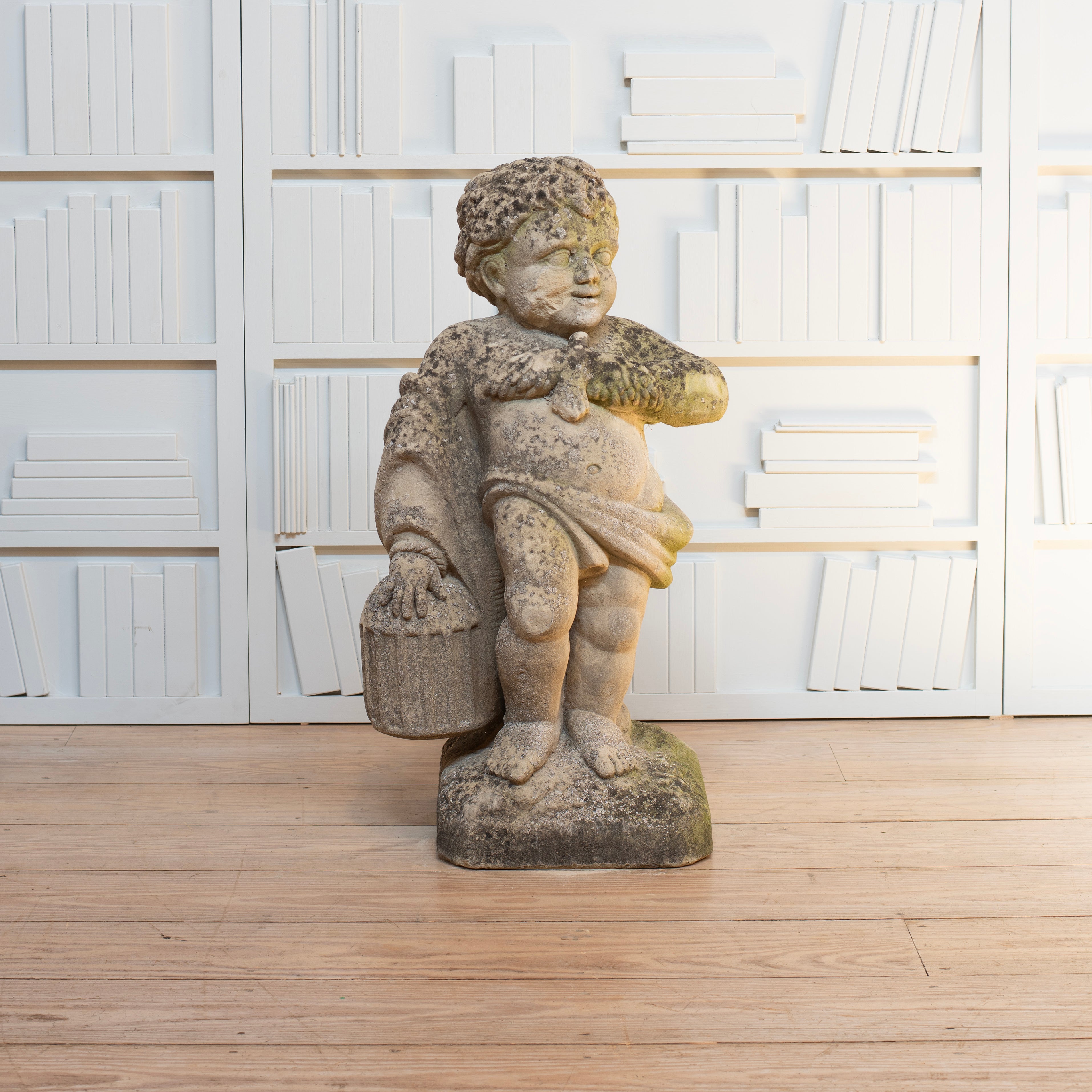19th C. Limestone Putti Garden Figure – RT Facts