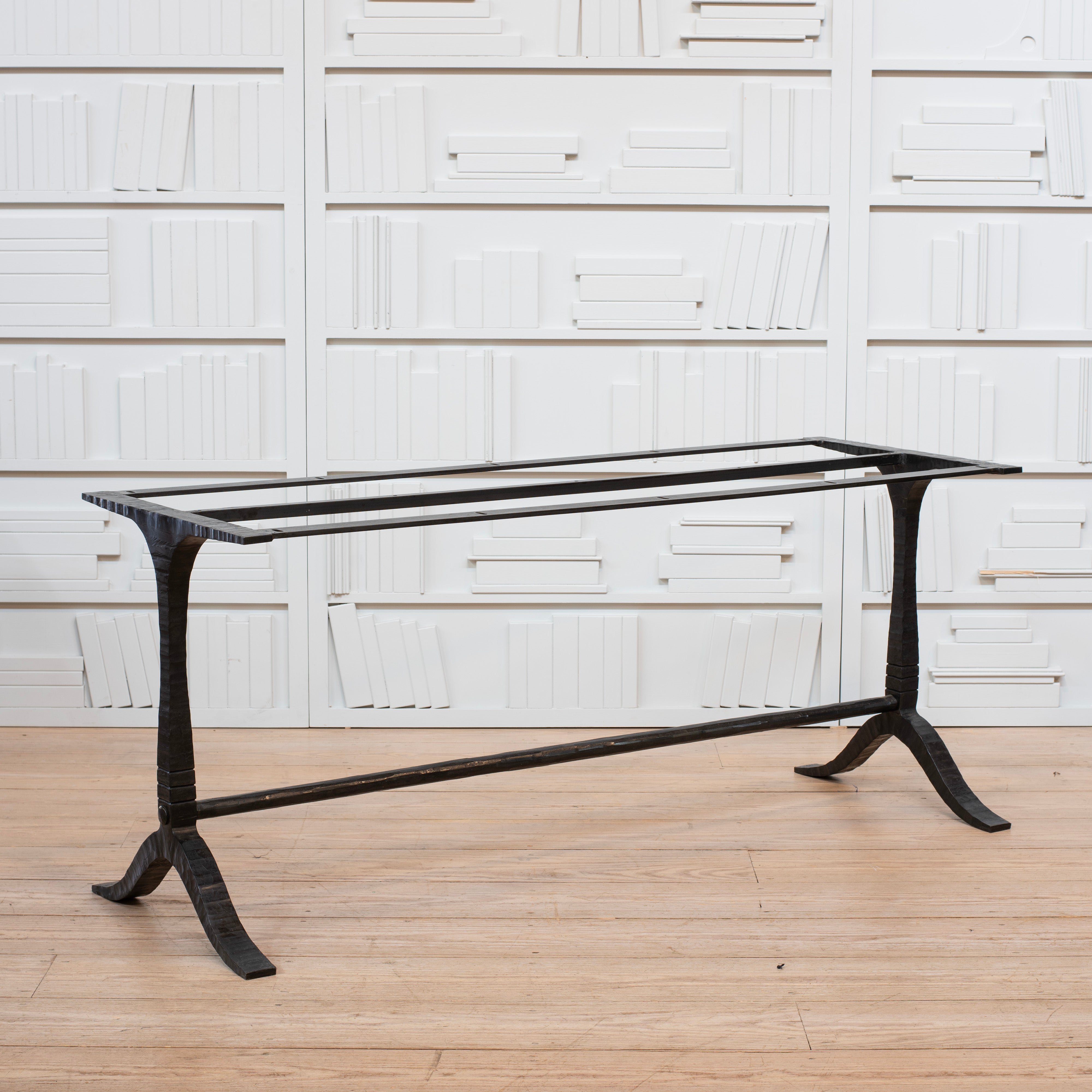 In Stock Wishbone Table Base Only with Blackened Finish, 67"L – RT Facts