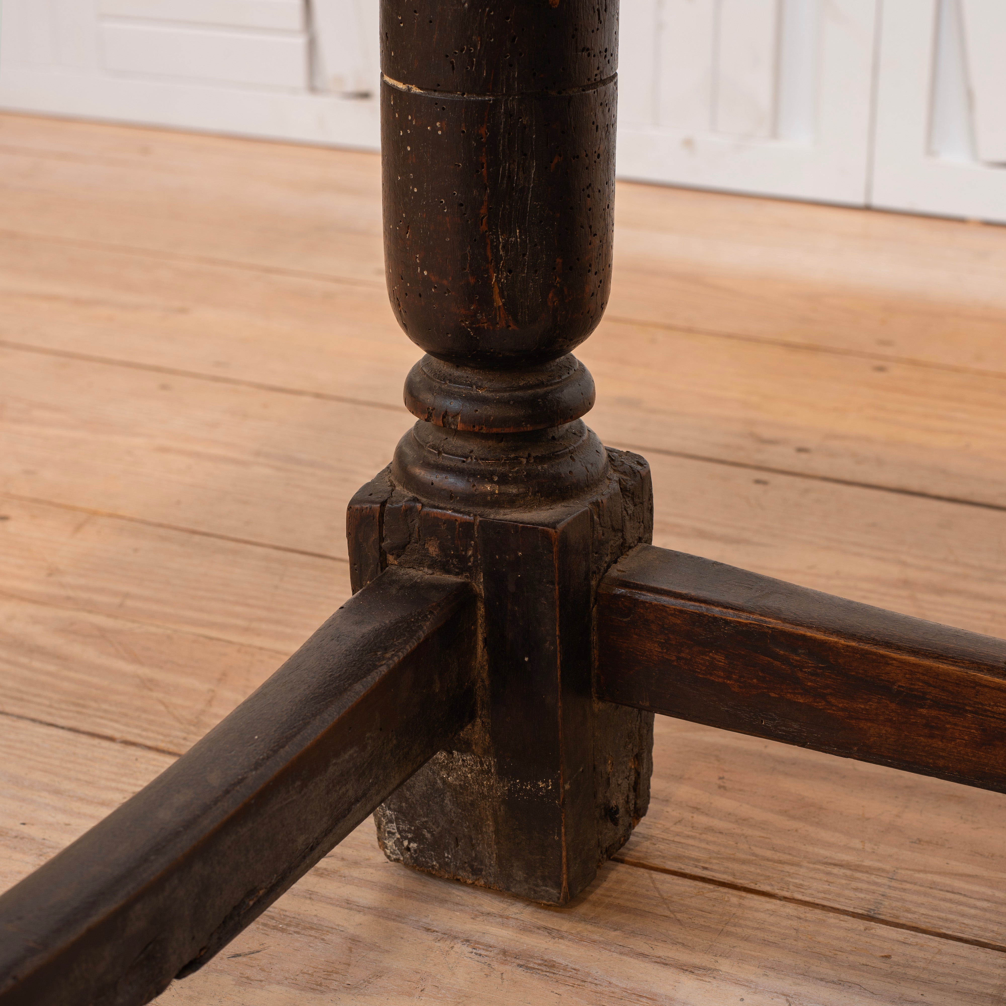 18th C. Spanish Baroque Library Table with Baluster Legs and Two Drawe ...