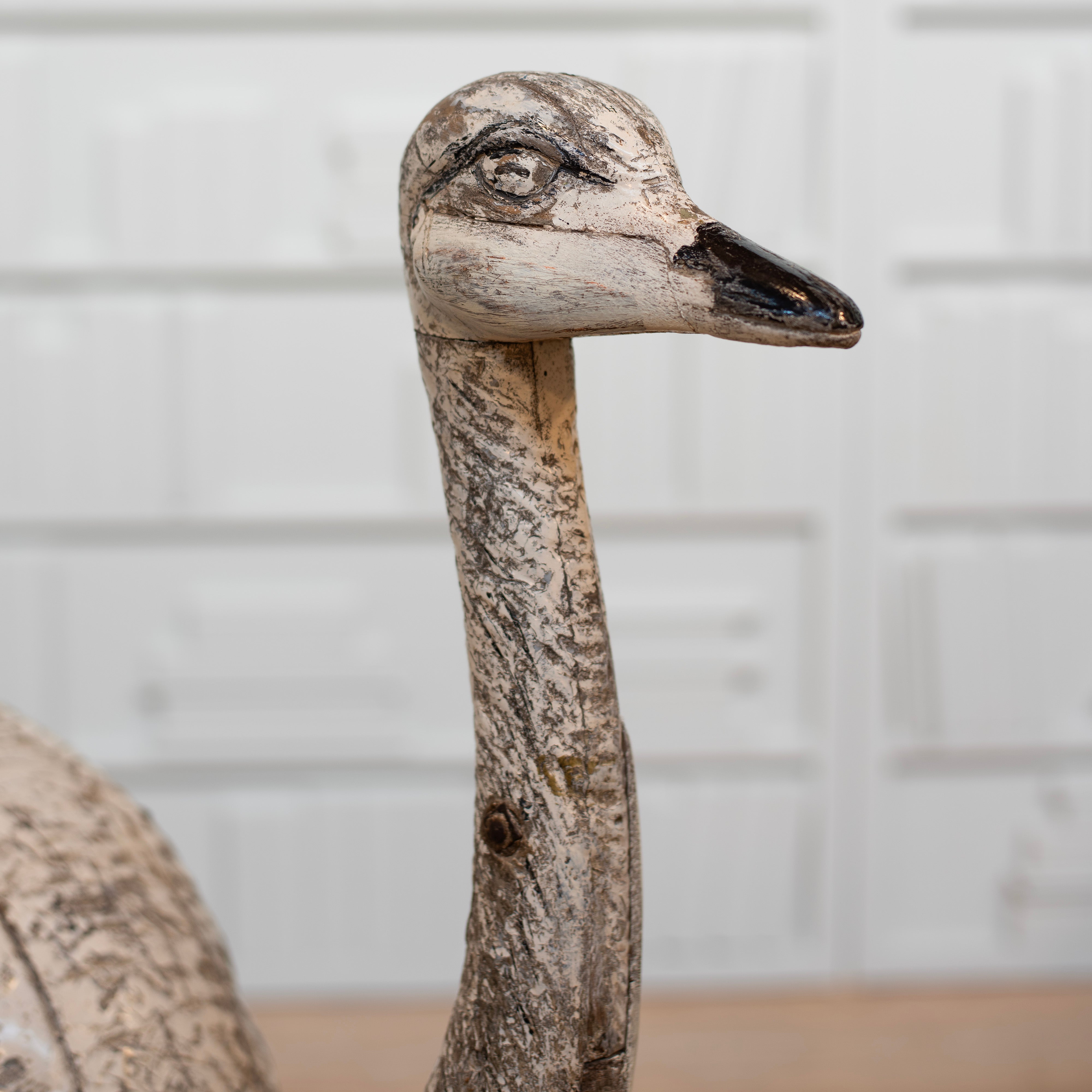20th C. American Folk Art Carved and Painted Wood Emu, Life Size – RT Facts