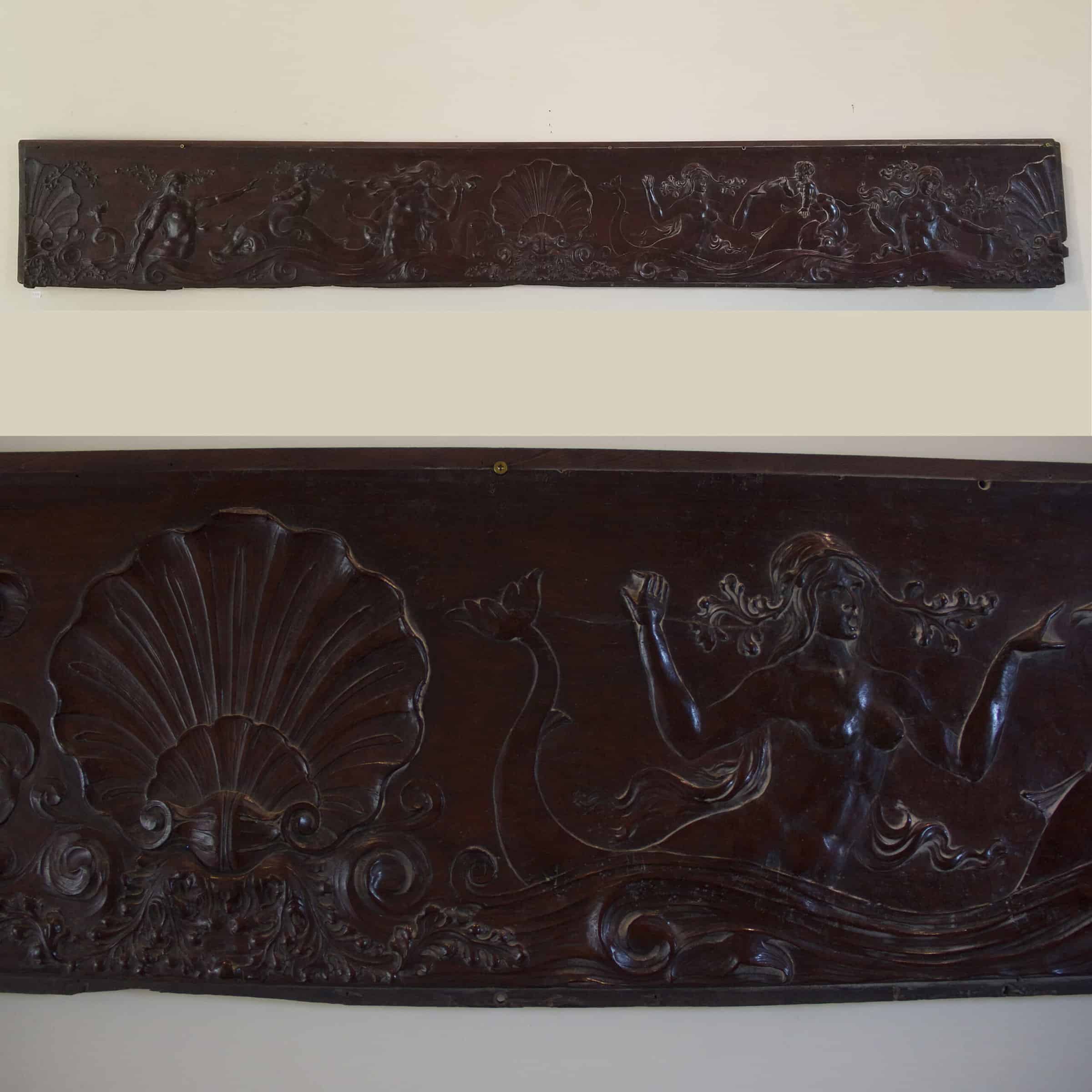 Antique Carved Wood Panel Depicting Mermaids Shells And the Sea – RT Facts