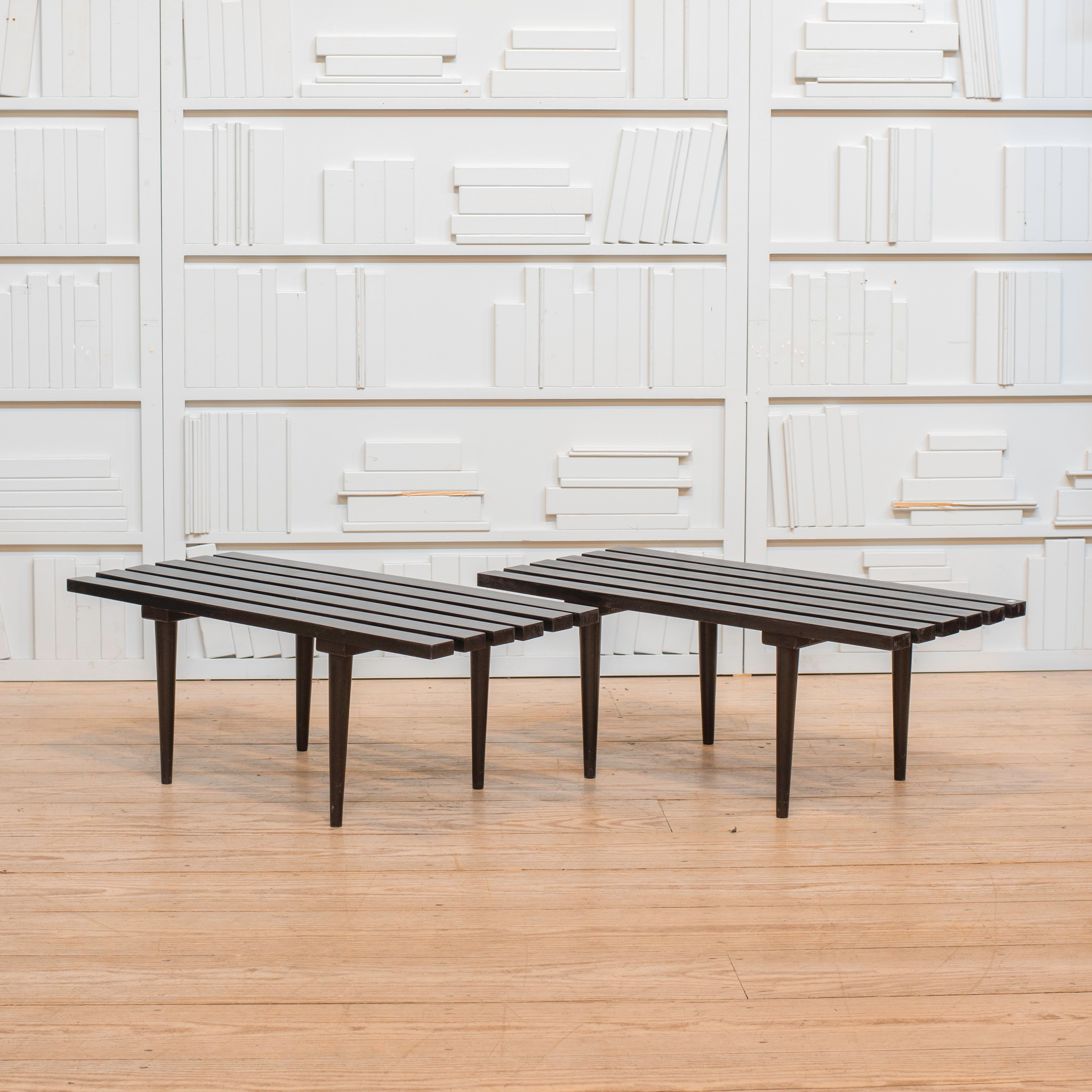 Pair of Ebonized Slat Side Tables in the manner of George Nelson – RT Facts