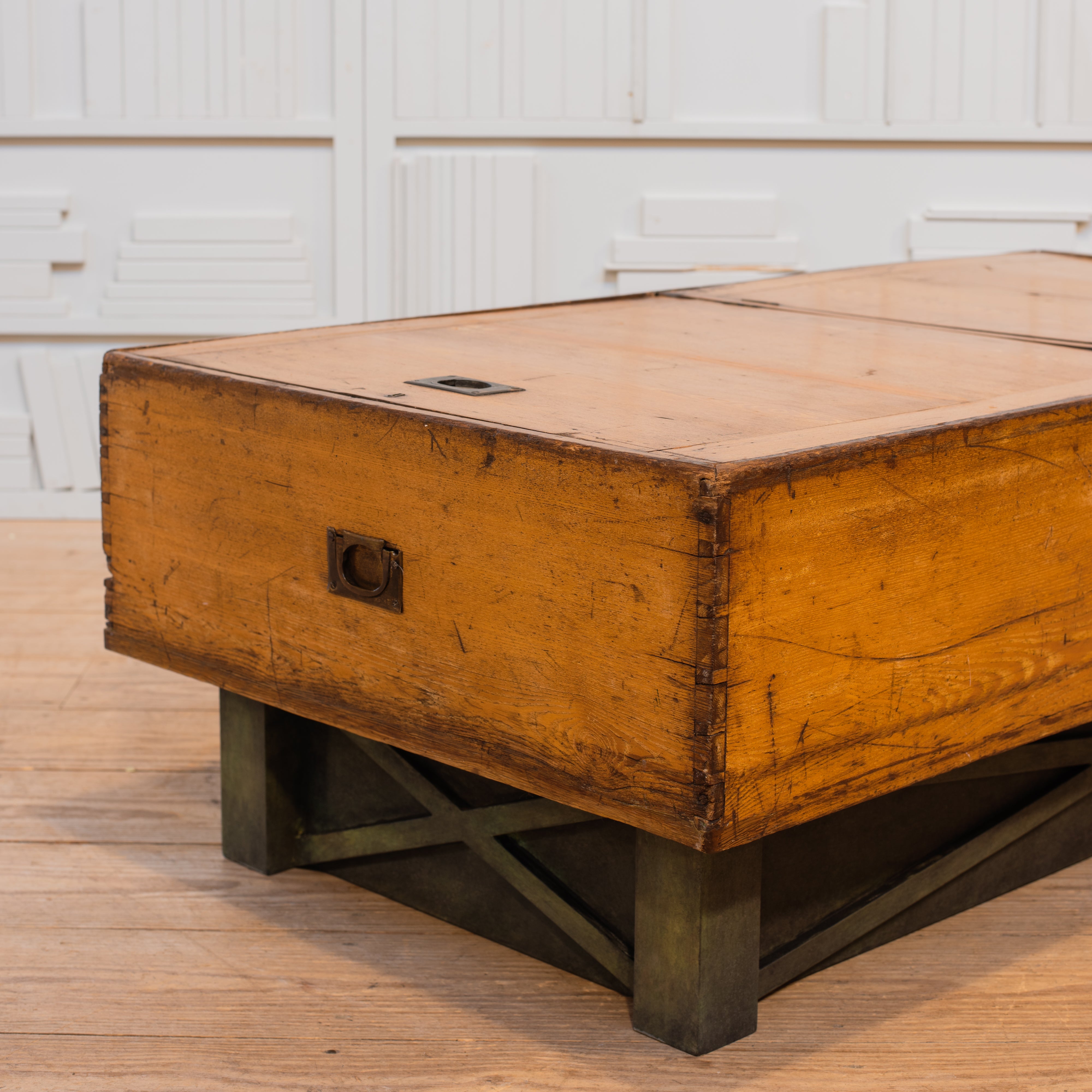 19th C Campaign Coffee Table on Custom Base – RT Facts