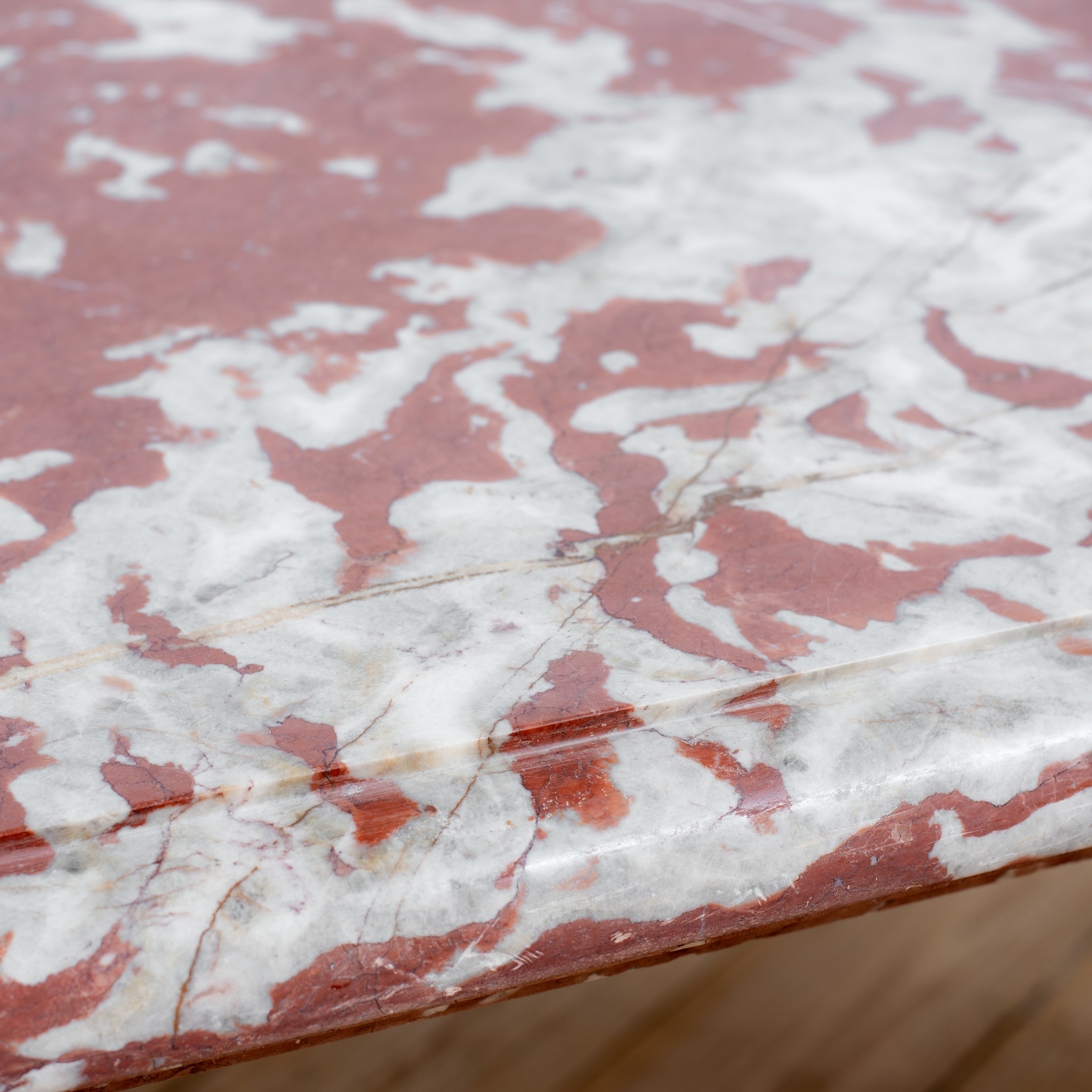 Monumental Conservatory Table with 18th C Red Languedoc Marble Top and ...
