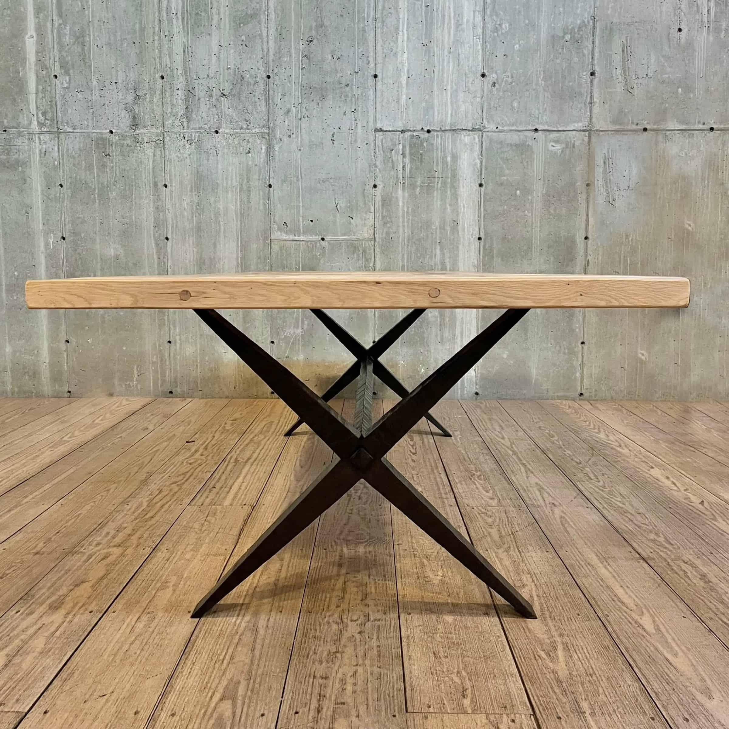 In Stock Deka Table with Blackened Base and Reclaimed White Oak Top, 1 ...