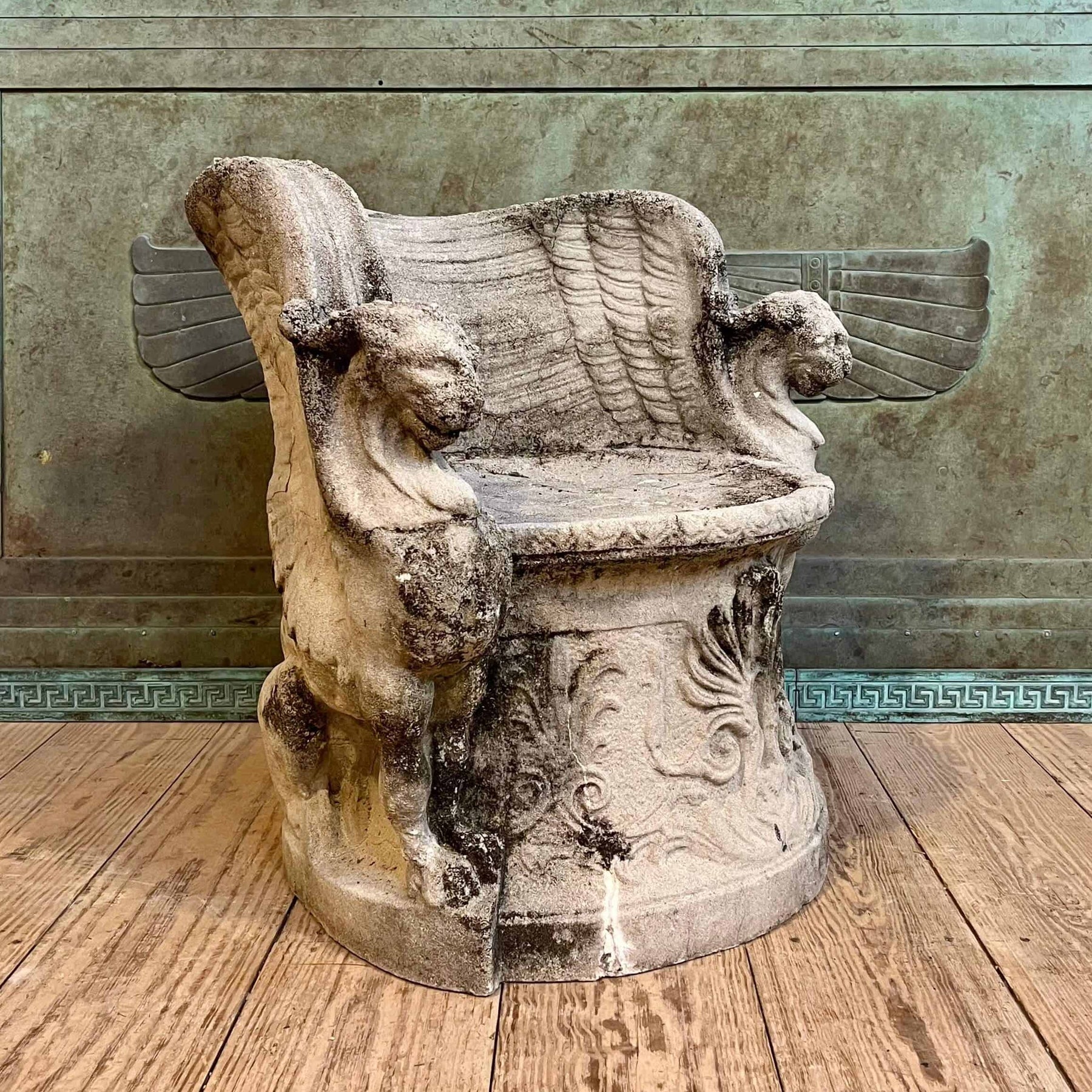 Set of Four Early 20th Century Cast Stone Chairs with Griffin Motif ...