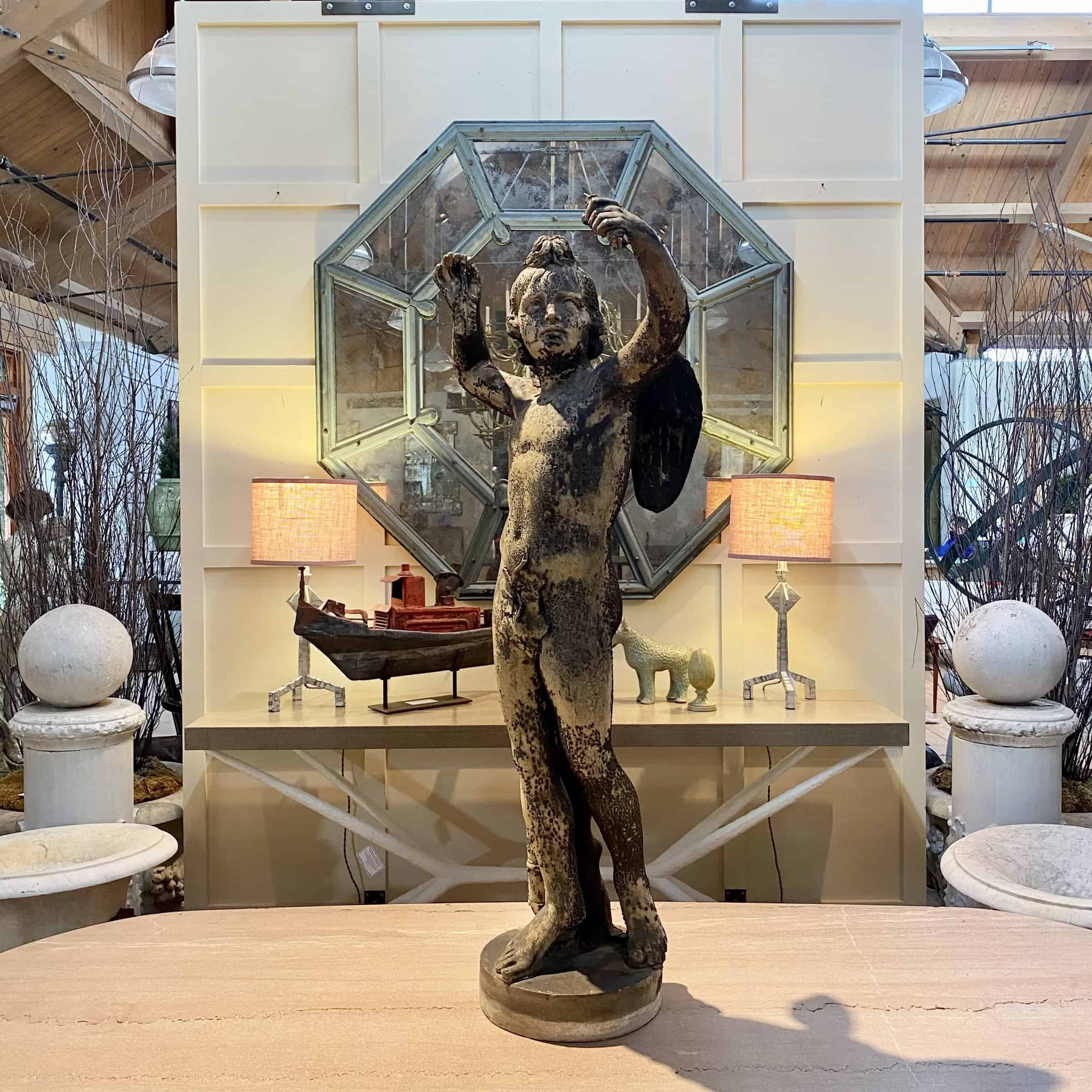 19th C. French Buff Terracotta Standing Cherub Statue – RT Facts