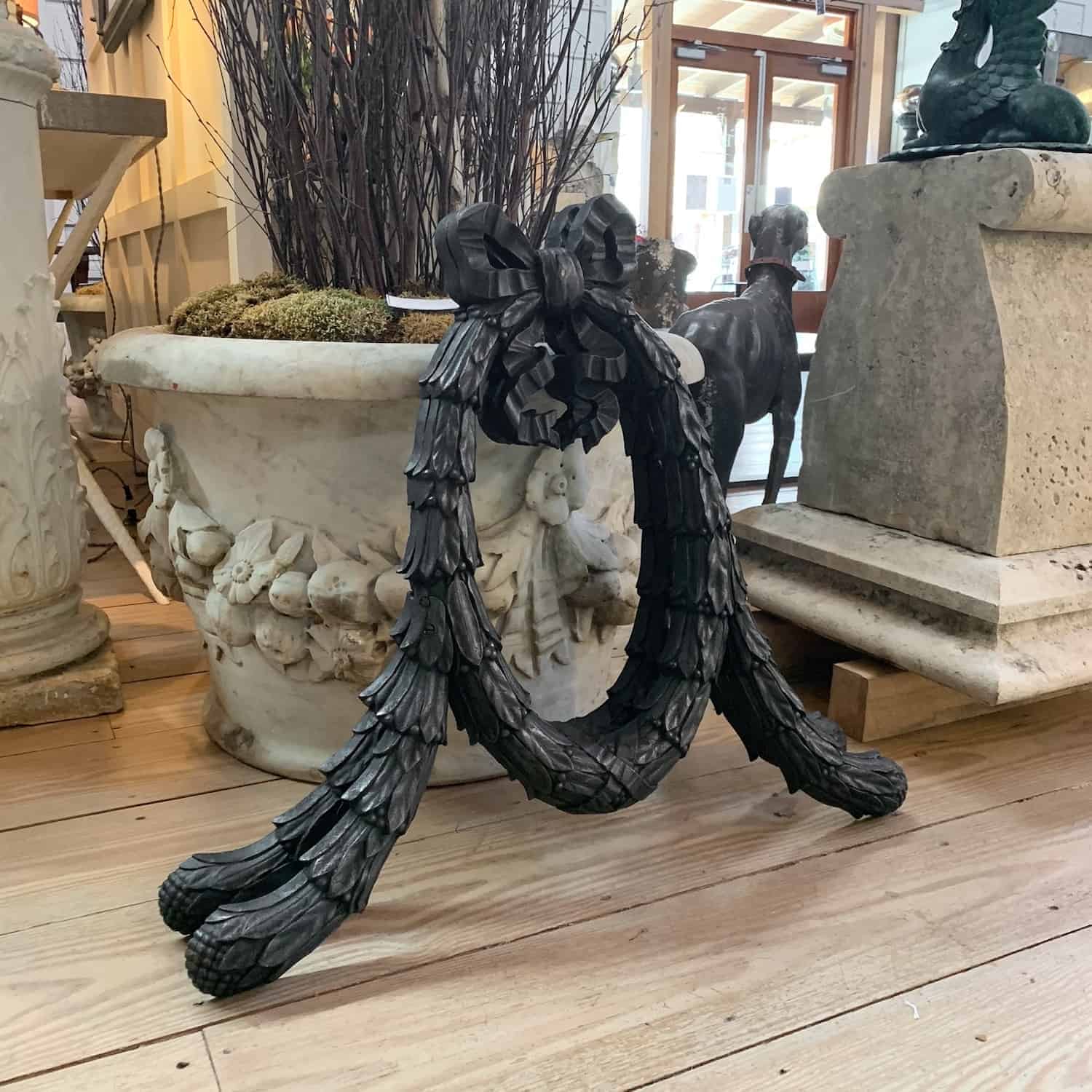 Pair of Blackened Cast Iron Laurel Swag Wreathes – RT Facts