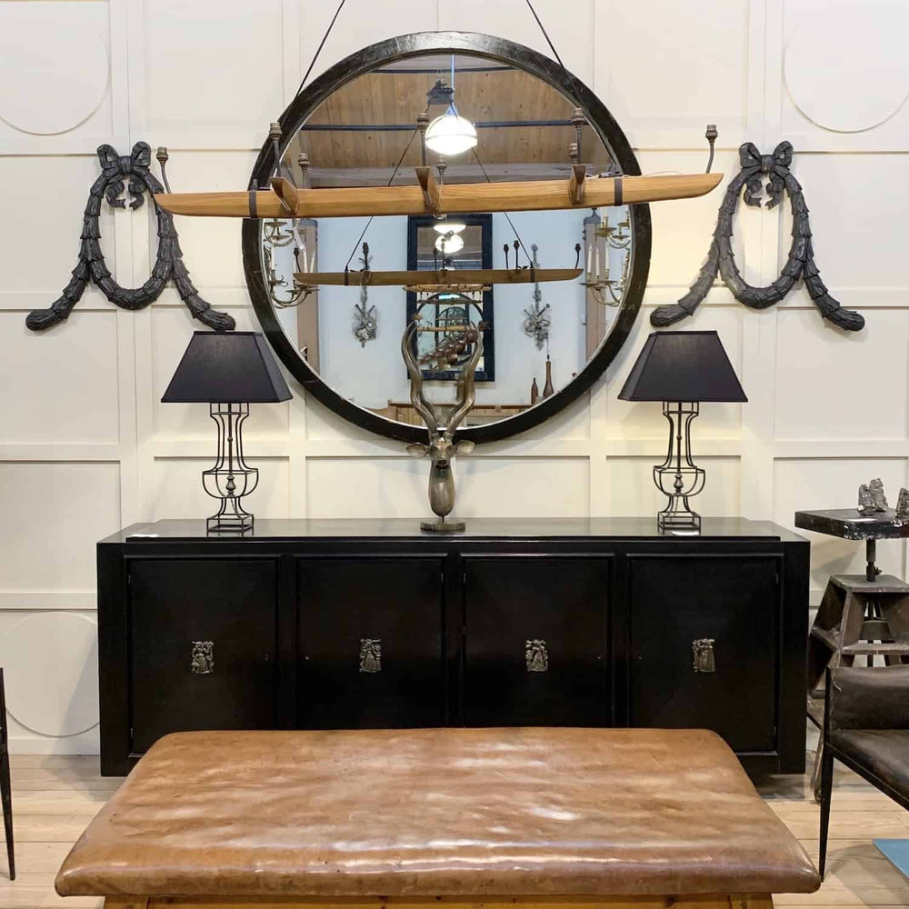Pair of Blackened Cast Iron Laurel Swag Wreathes – RT Facts