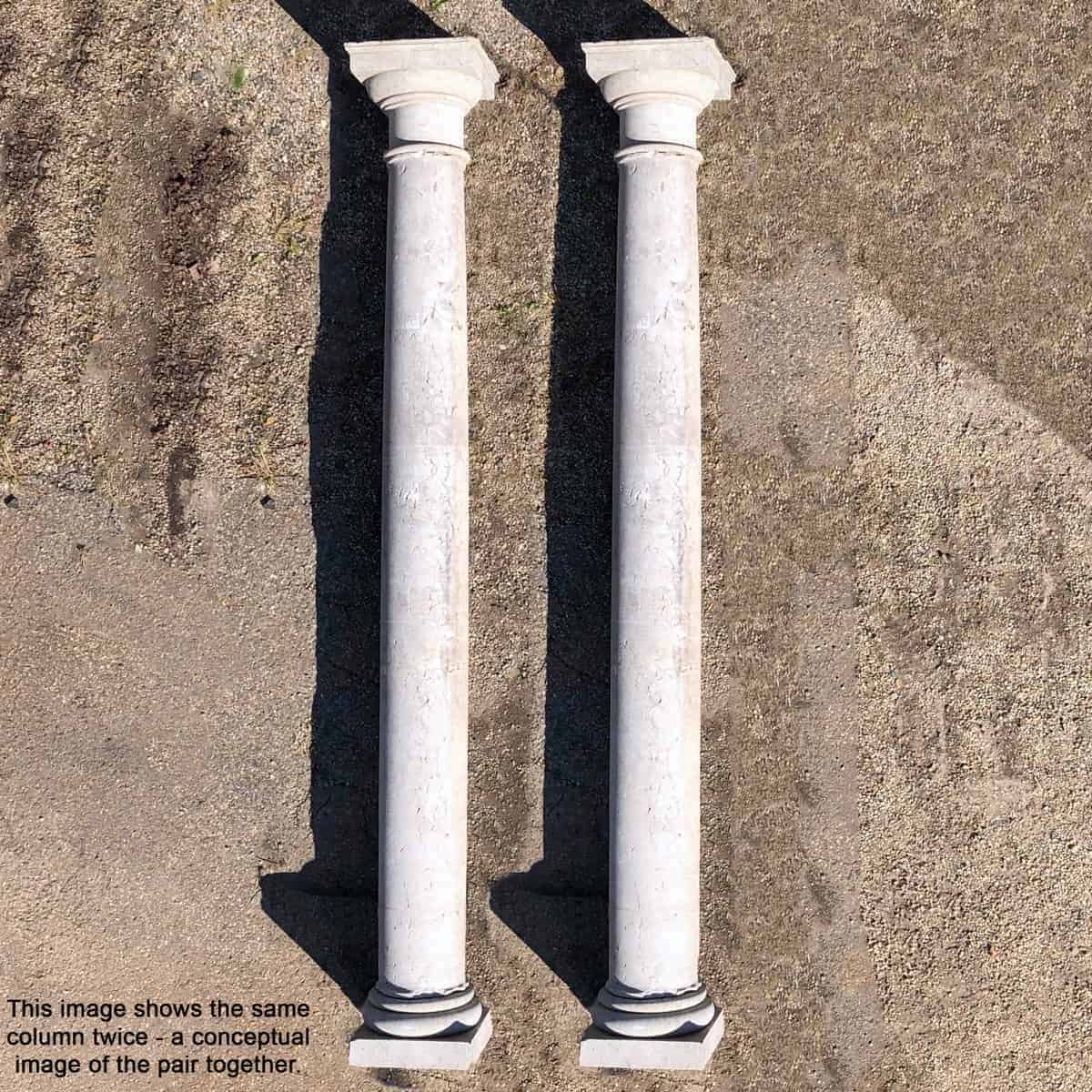 Pair of 19th Century Monumental Carved Portuguese Marble Round Columns ...
