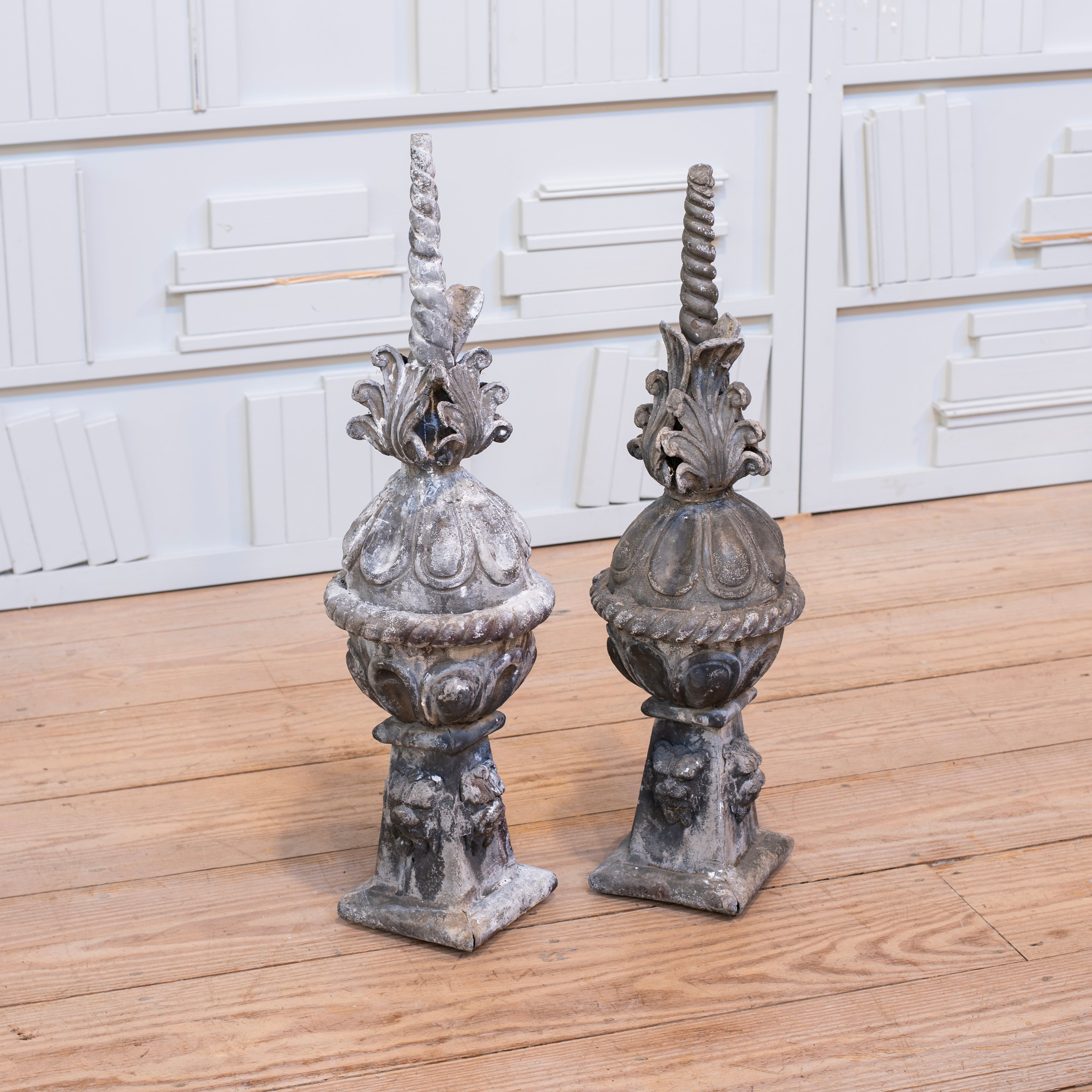 Pair of 18th C. French Architectural Lead Finials from Garden Folly ...