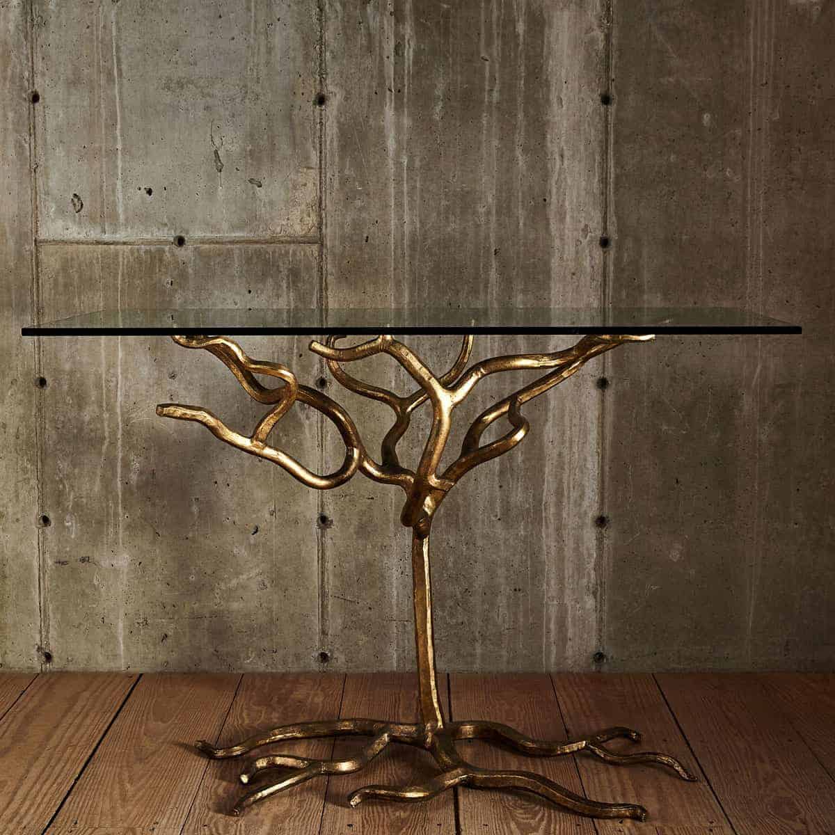 In Stock Tree Console Base Only with Antique Gold Finish, 38"W – RT Facts