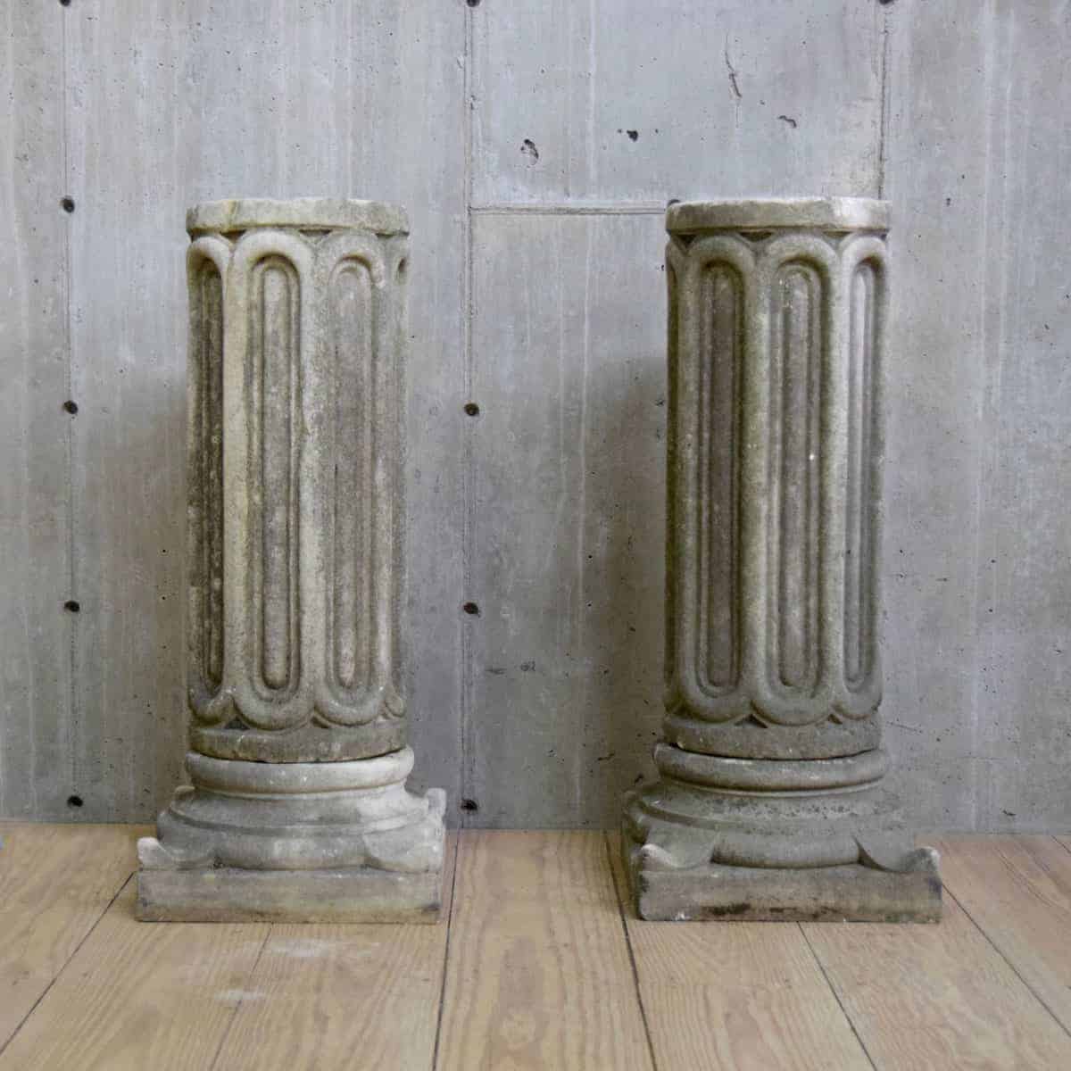 Pair of Romanesque Arched Form Carved Marble Pedestals – RT Facts